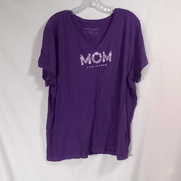 Life Is Good | Tops | Life Is Good Purple Mom Print Crusher Tee Size ...